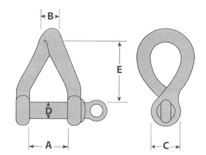 10mm STAINLESS STEEL MARINE TWISTED SHACKLE yacht boat rope deck chain ...