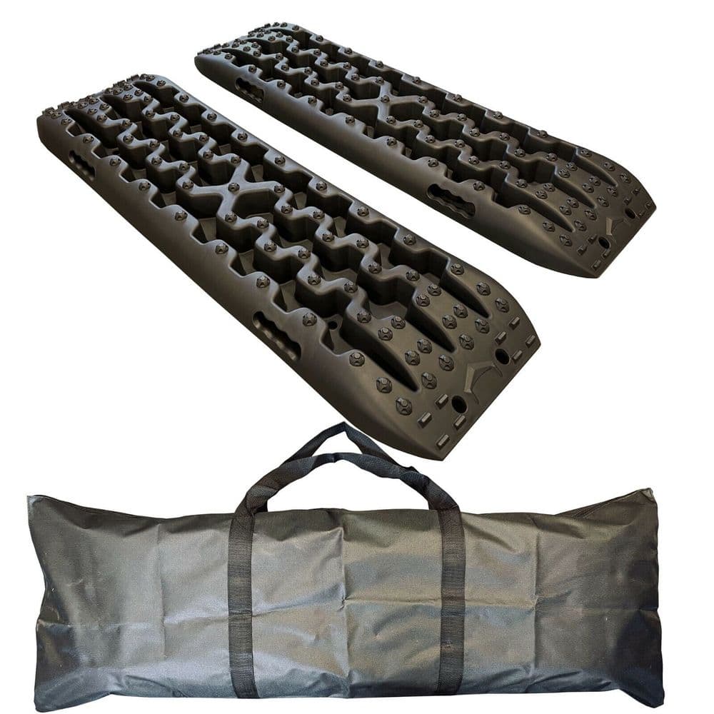 10T Off Road 4x4 Recovery Tracks With Carry Bag Traction Mat Pair Black ...