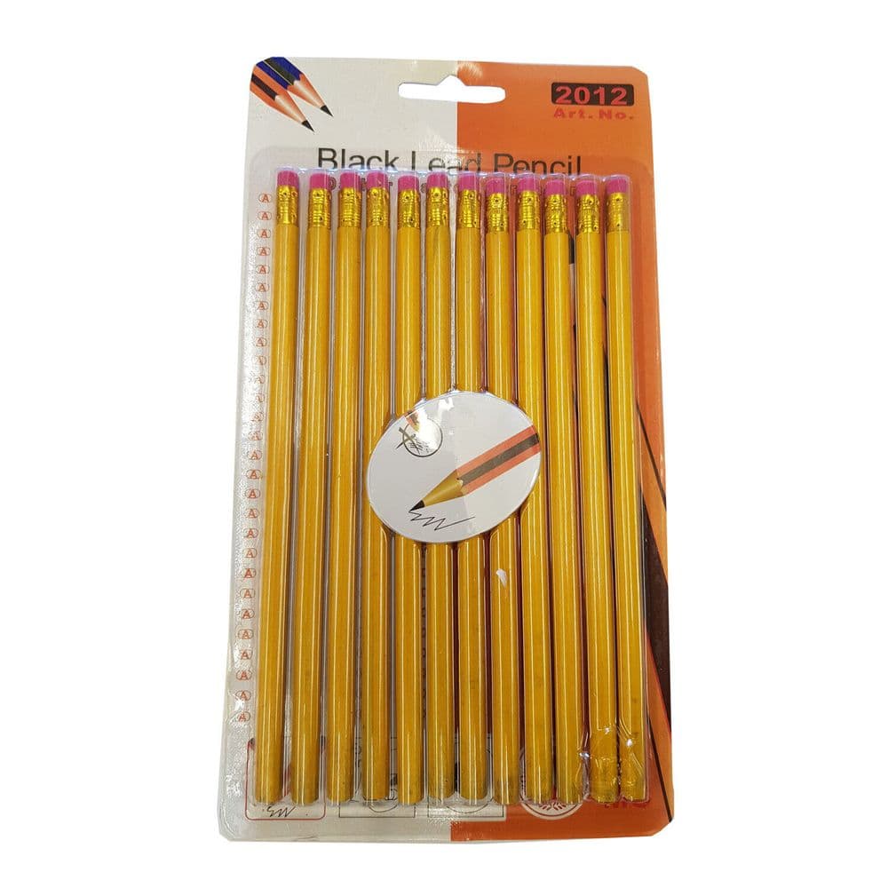 120 10 packs BLACK LEAD PENCIL with RUBBER writing drawing 120 pencils