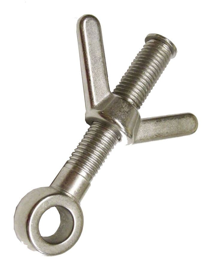 12mm x 150mm STAINLESS STEEL MARINE LONG SHANK EYEBOLT with WING NUT ...