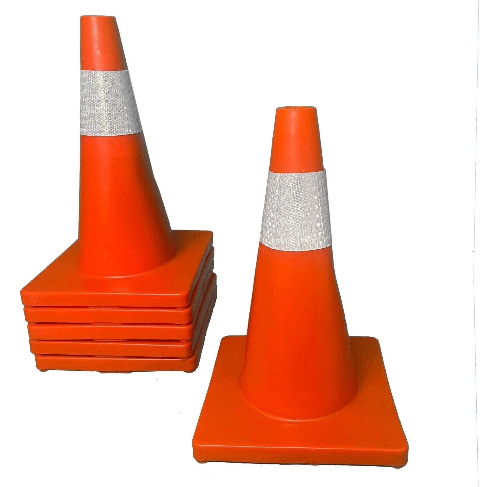 12x Traffic Cones 450mm Tall Safety Cone Heavy Duty Reflective Road ...