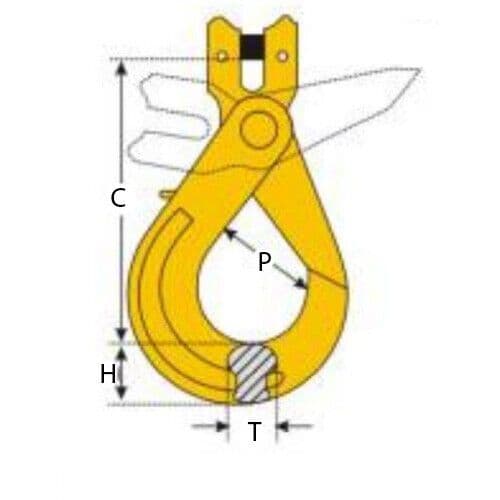 13mm GRADE 8 CLEVIS SELF LOCKING AUTOLOCK HOOK with GRIP LATCH 5 3T chain sling