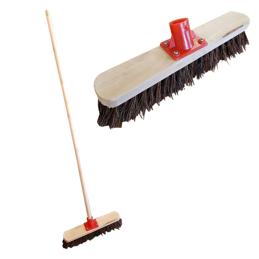 14" SWEEPING BRUSH with LONG HANDLE COCO STIFF BRISTLE BROOM garden ...