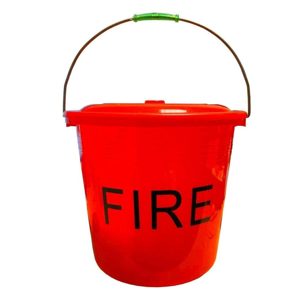 15 LITRE RED PLASTIC FIRE BUCKET with LID and HANDLE caravan motorhome ...