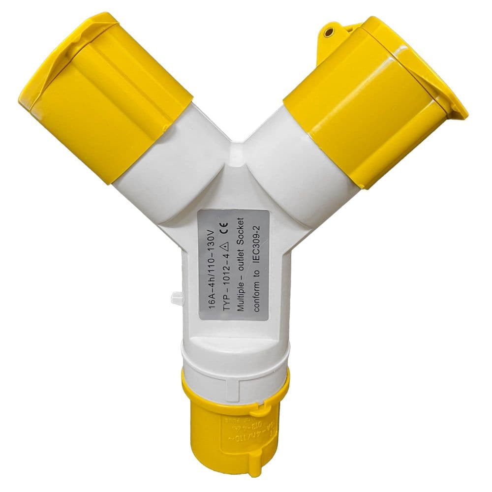 16 amp 2 Way Splitter Mains Electric Hook Up Adaptor 110V Motorhome ...