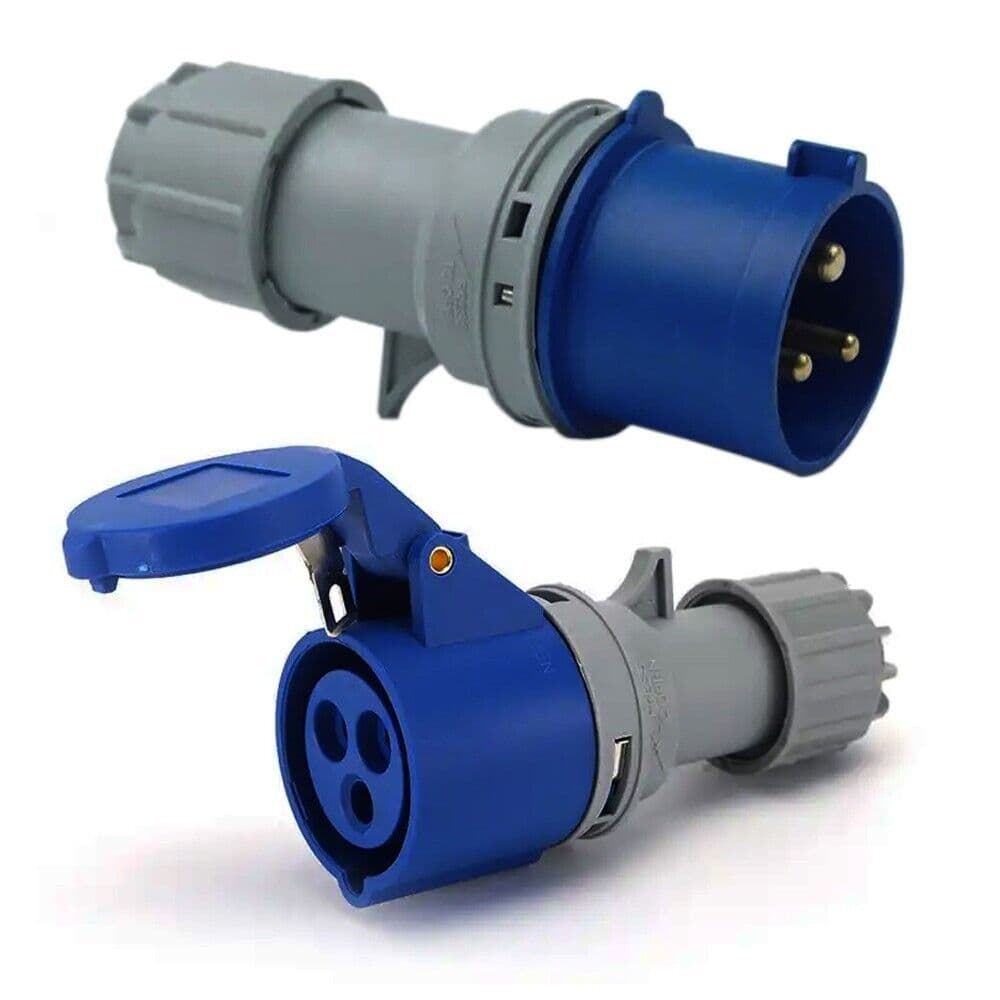 16 Amp 240v Site Trailing Plug & Socket 3 Pin Hook Up 16A 240 Volt Hook Up