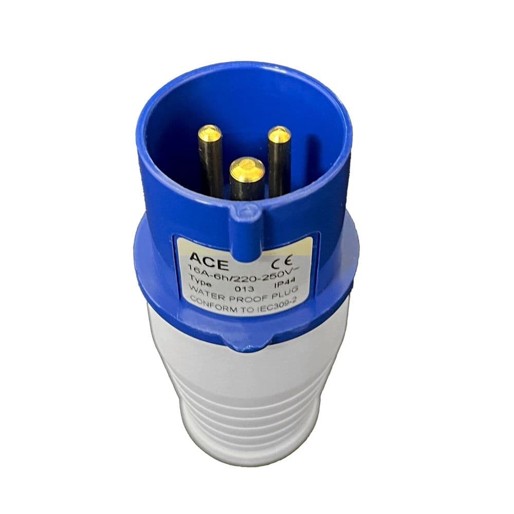 16 amp Plug 3 Pin 240V - 16A Waterproof Mains Electric Hook Up Caravan ...