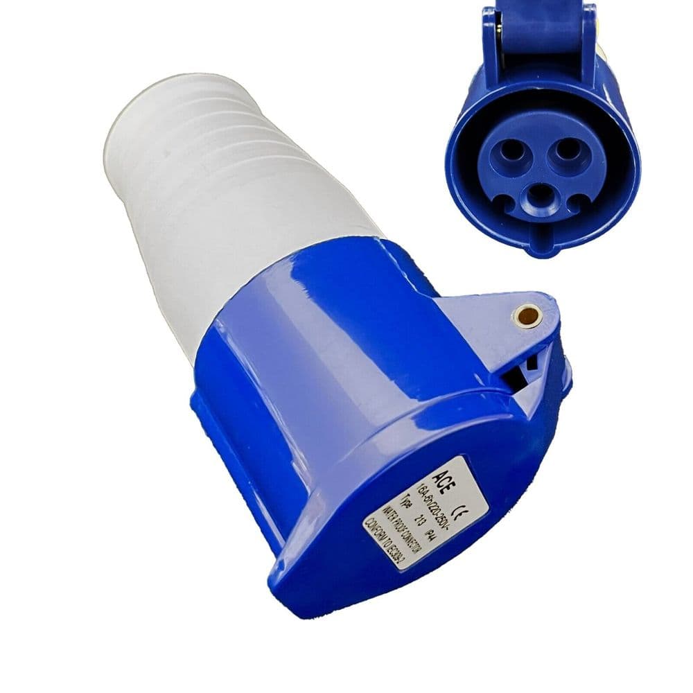 16 amp Socket 3 Pin 240V 16A Waterproof Mains Electric Hook Up Caravan ...