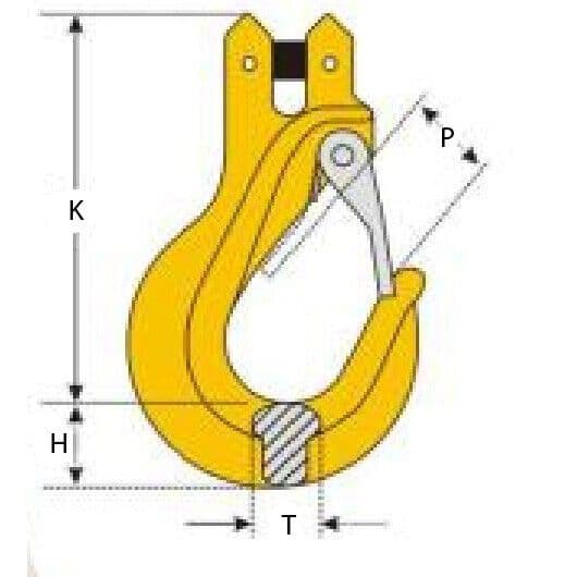 16mm GRADE 8 CLEVIS SLING HOOK with SAFETY CATCH 8T lifting chain sling ...