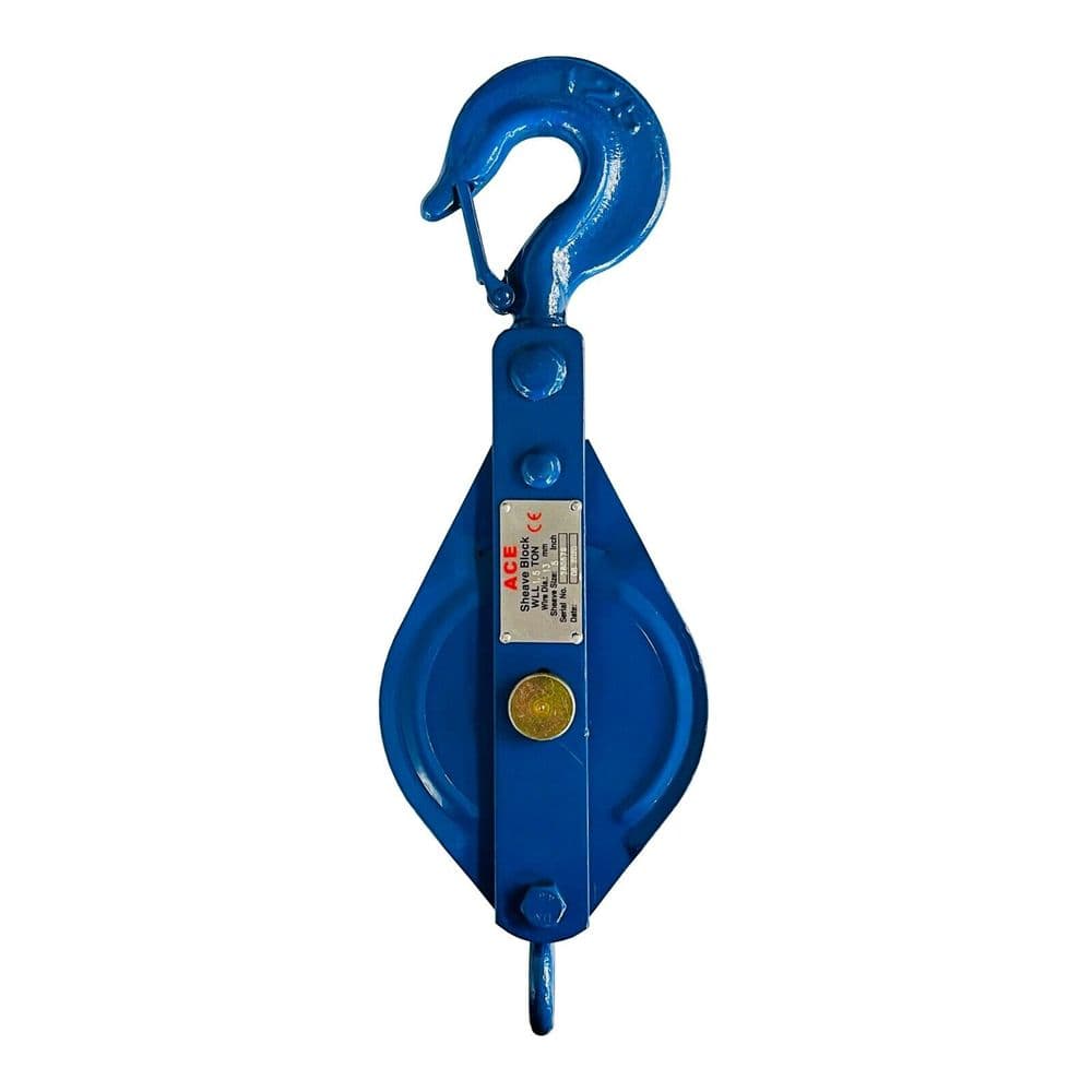 175mm SINGLE PULLEY BLOCK with S HOOK 19mm wire rope SWL 3 TON rigging ...