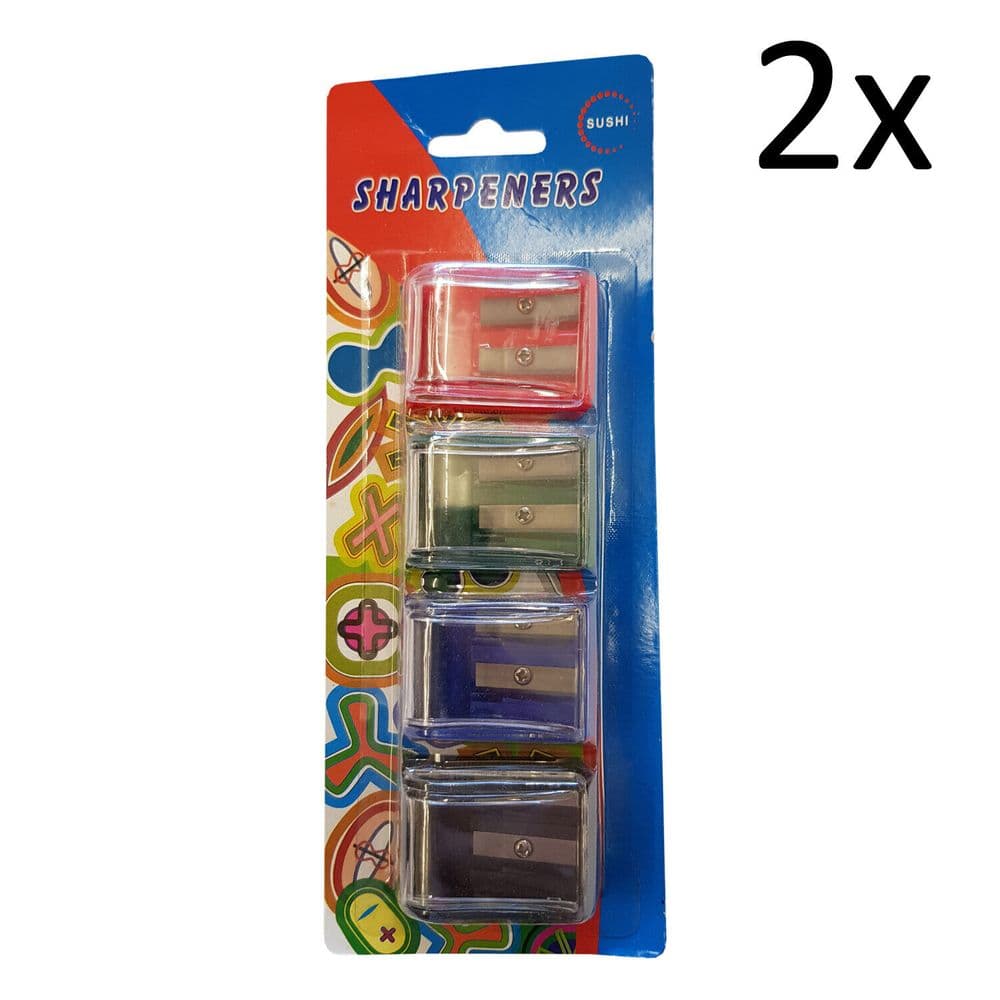 2 packs 8 sharpeners PENCIL SHARPENERS stationary writing drawing office