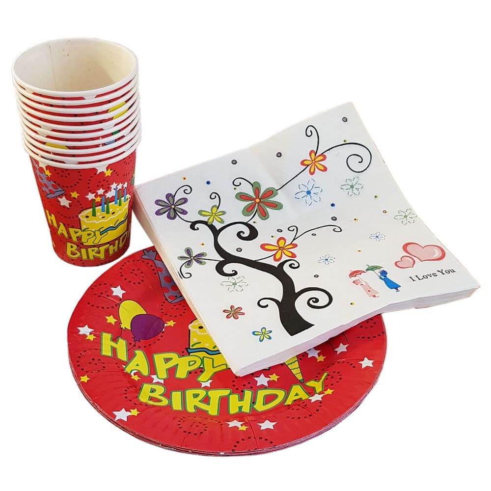 2 packs x RED BIRTHDAY PARTY TABLE SET WITH CUTLERY cups plates knapkins