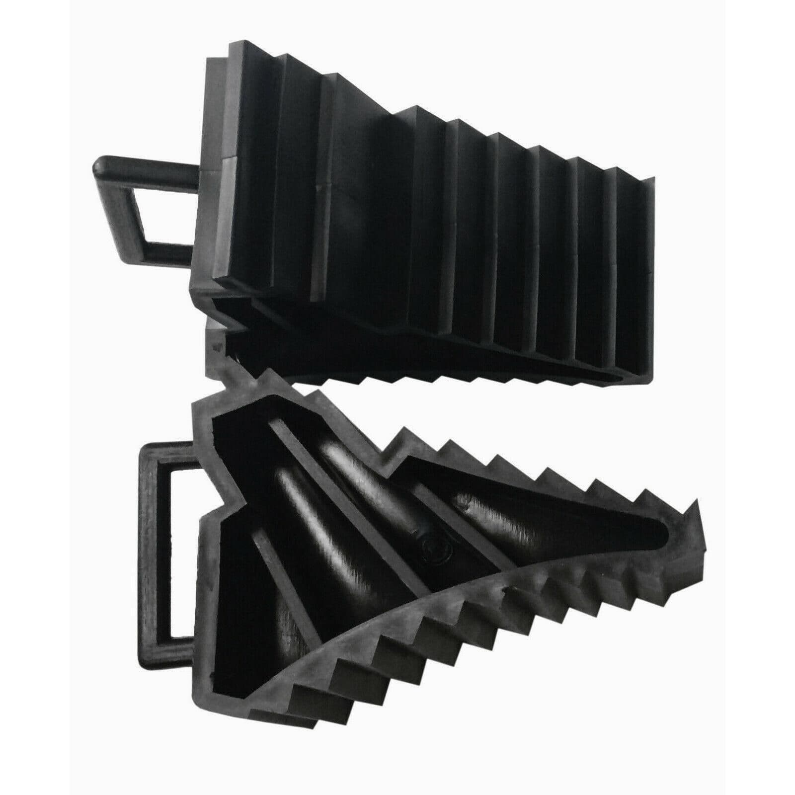 2 PCS/PAIR WHEEL CHOCKS WITH HANDLE black CARAVAN motorhome TRAILER ...