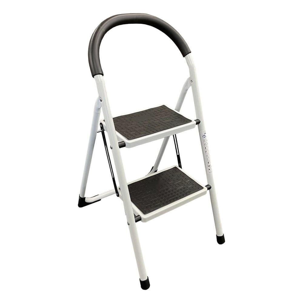 2 STEP STEEL FOLDING NON SLIP STEP LADDER home garage workshop caravan ...