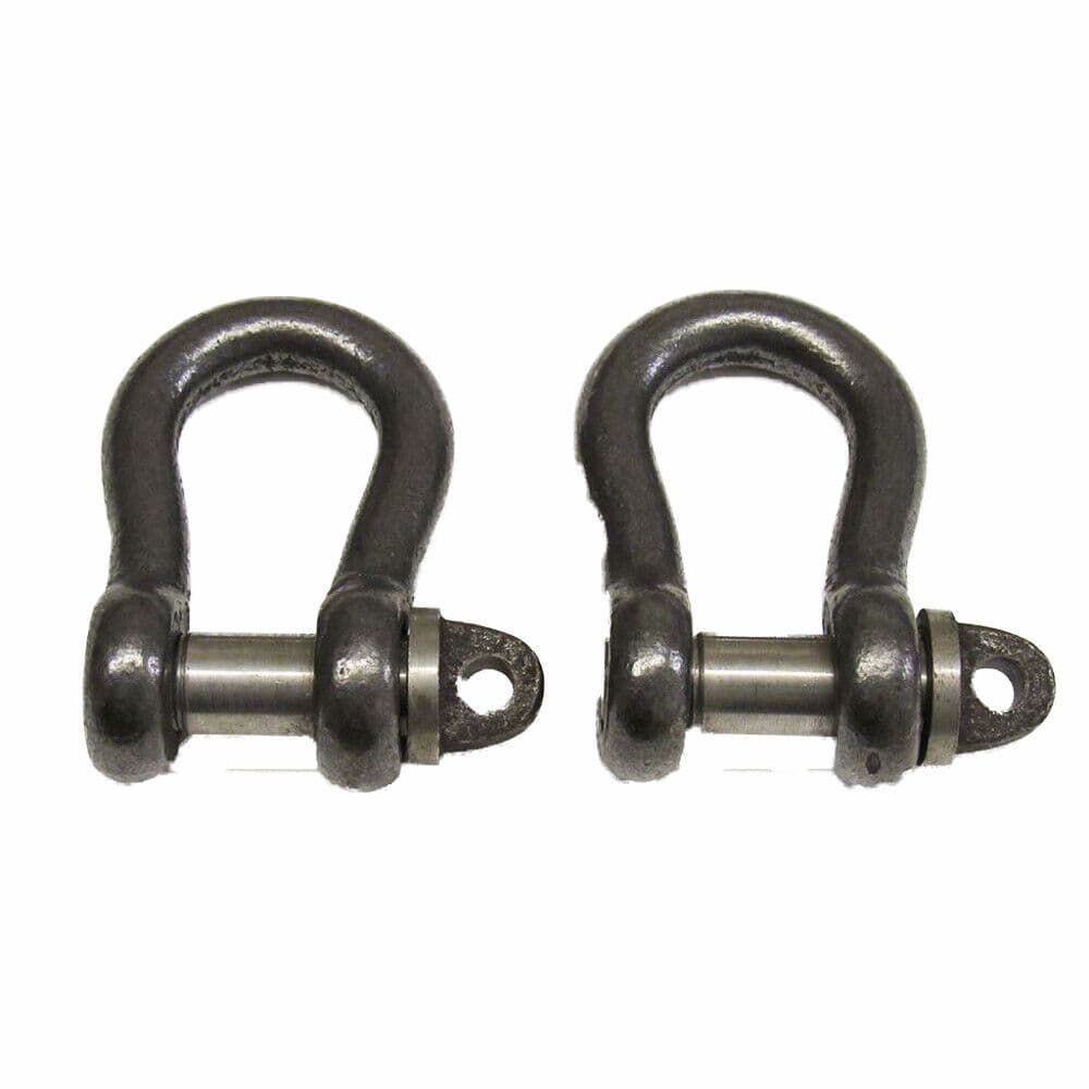 2 x 0 75 TON SELF COLOUR LARGE BOW SHACKLE BS3032 with SCREW PIN ...