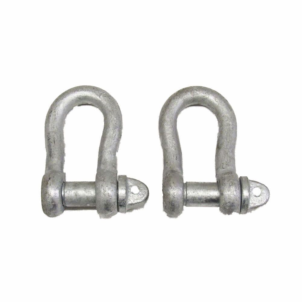 2 x 1 TON GALVANISED SMALL BOW SHACKLES BS3032 with SCREW PIN lifting ...
