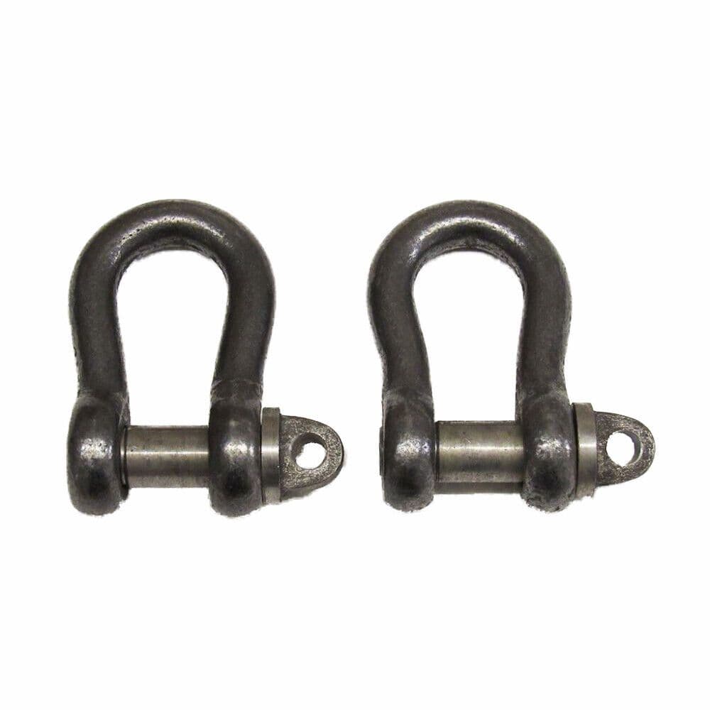 2 x 1 TON SELF COLOUR SMALL BOW SHACKLES to BS3032 with SCREW PIN ...