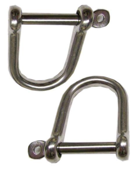 2 X 10mm STAINLESS STEEL MARINE WIDE DEE SHACKLES with SCREW PINS yacht ...