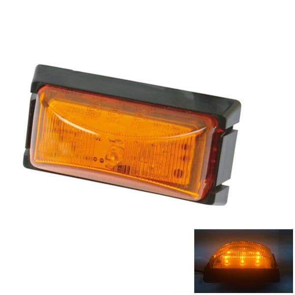 2 x 12v - 30v ORANGE SIDE MARKER 6 LED LIGHTS trailer lamps truck - E ...
