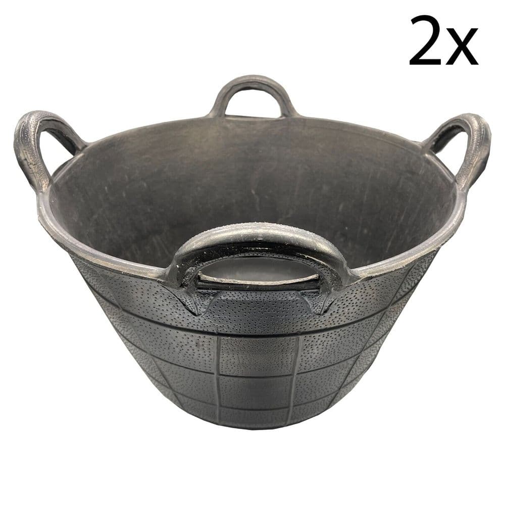2 x 40 Litre Rubber Skip Feed Bucket Tub Water Trough cattle horse ...