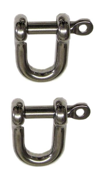 2 x 4mm STAINLESS STEEL MARINE DEE SHACKLES CAPTIVE PIN yacht boat deck ...