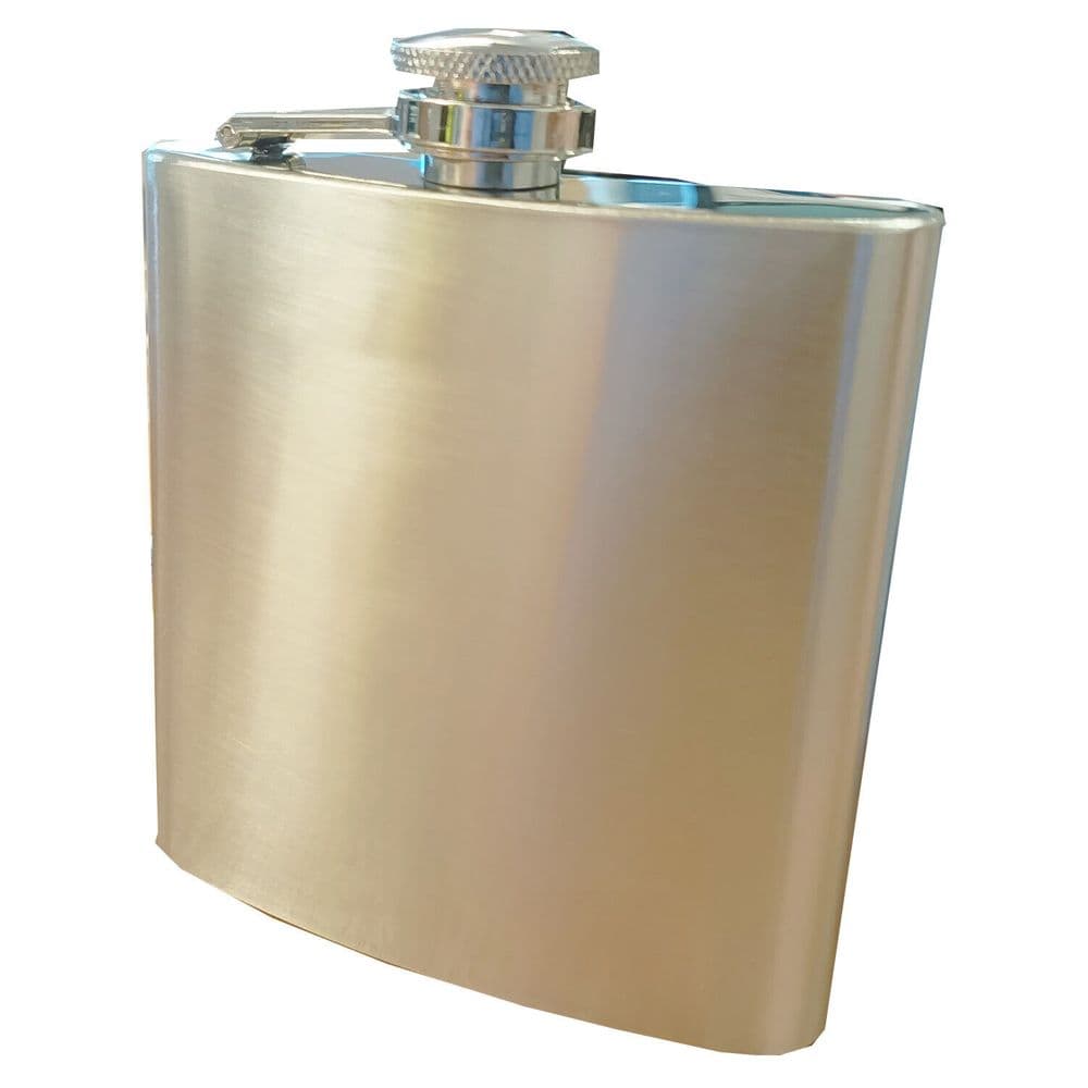 2 x 6oz STAINLESS STEEL HIP FLASKS drinking whisky travel flask camping ...