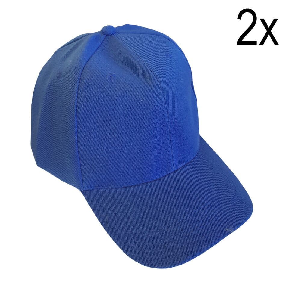 2 x BLUE BASEBALL CAPS - HIGH QUALITY - RIGID PEAK sport hat sun