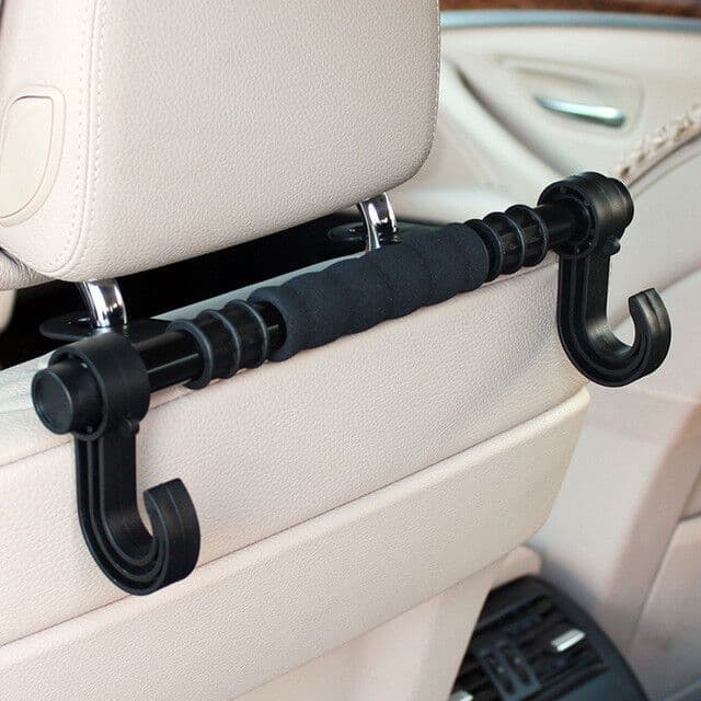 2 x CAR BACK SEAT HEADREST DOUBLE HANGER HOOK storage bag caravan ...