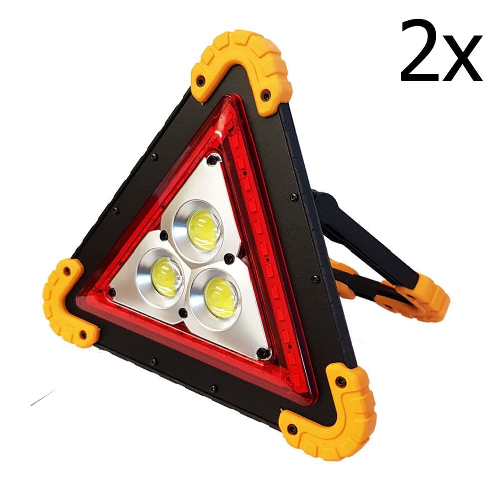 2 x CAR WARNING LED TRIANGLE LIGHT work emergency recovery hazard ...