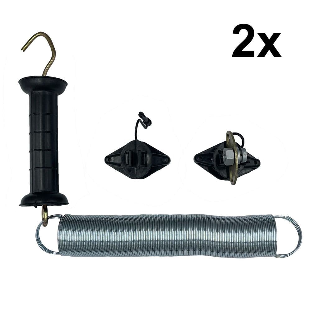 2 x Electric fence Diamond Gate Handle Spring Kit Pin Lock Insulators horse