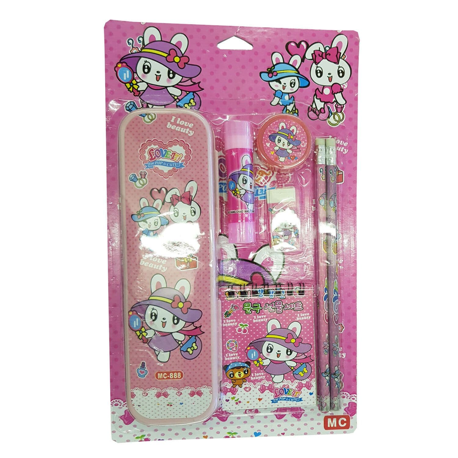 2 x KIDS PENCIL CASE SET with PENCILS RUBBER SHARPENER drawing writing school