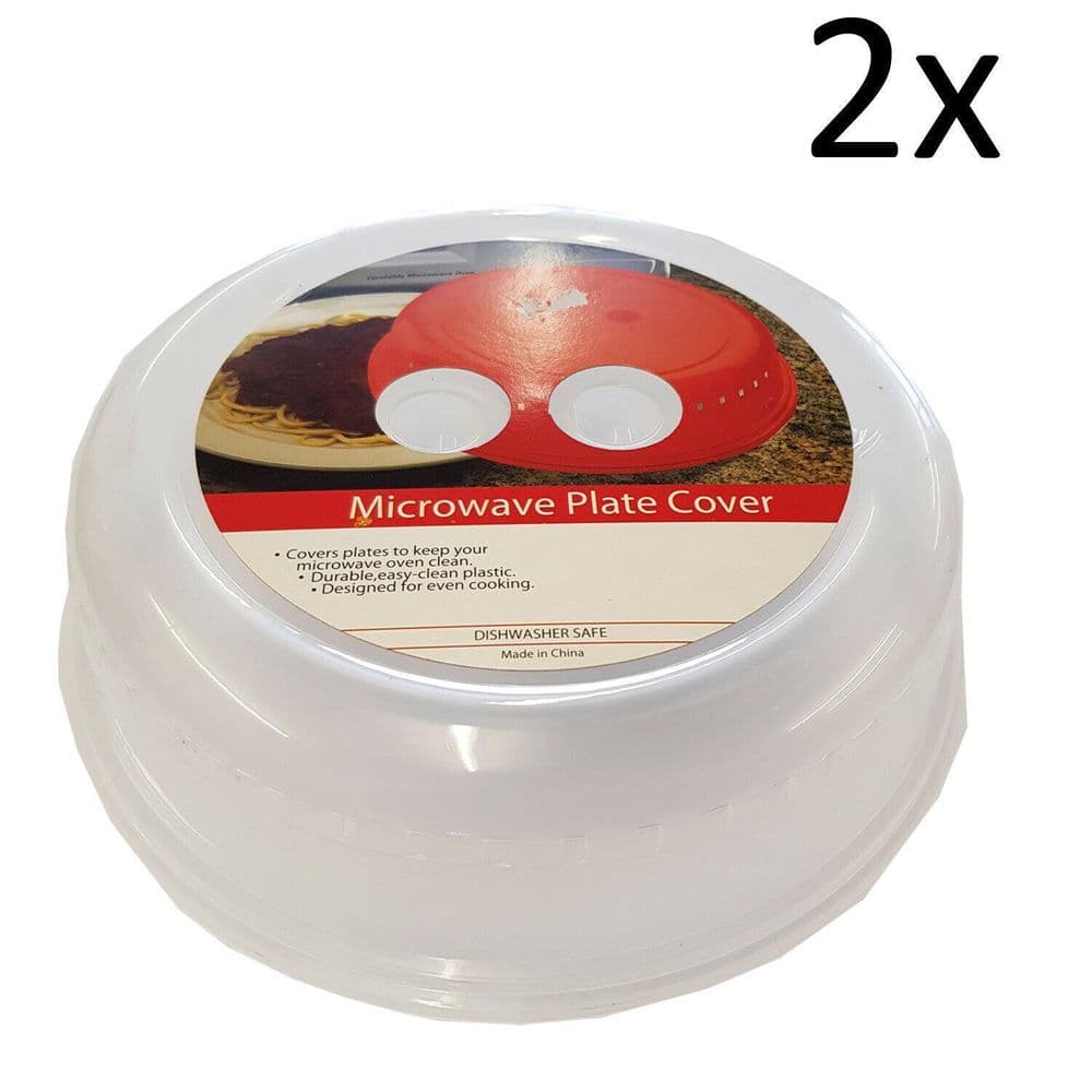 2 x MICROWAVE PLATE FOOD COVERS splatter guard lid kitchen