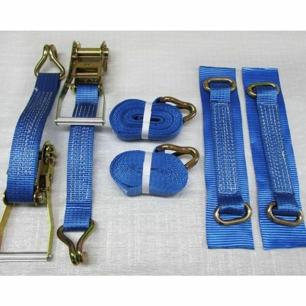 2 x Recovery Ratchet Wheel Strap Set 50MM 4 Metre 5T With Oval Link ...