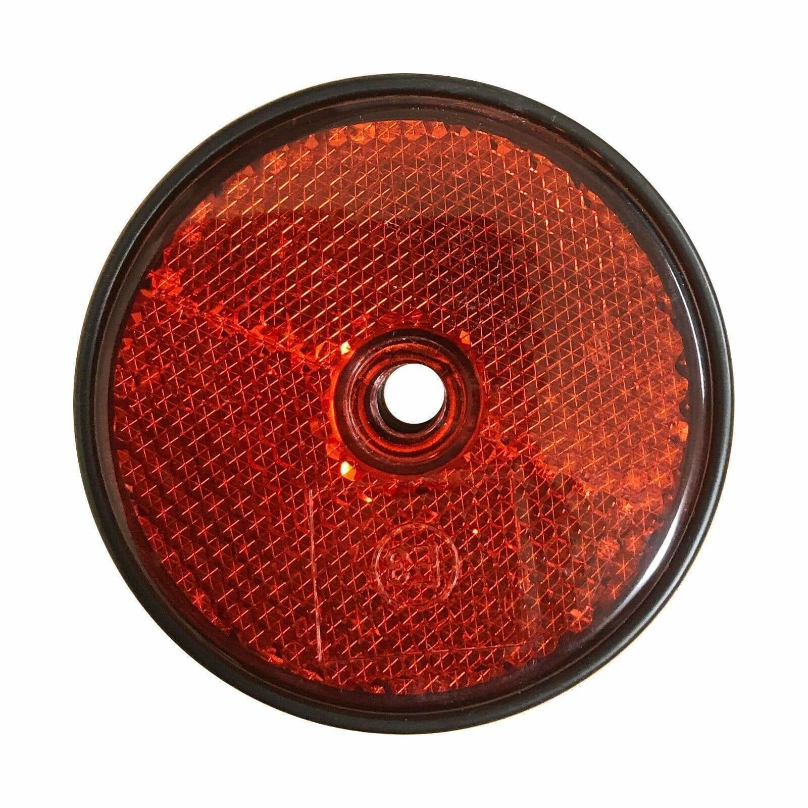 2 x SCREW ON RED REFLECTORS - 60mm dia trailer van caravan motorhome boat