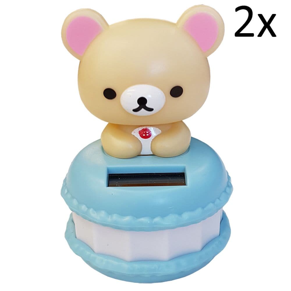 2 x SOLAR POWERED NODDING DANCING BEAR in CAKE car dashboard truck van boat