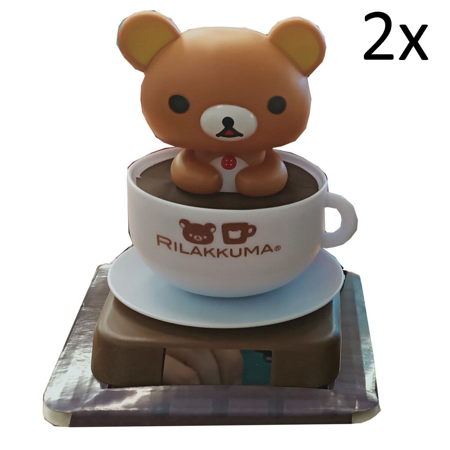 2 x SOLAR POWERED NODDING DANCING BEAR in COFFEE CUP car dashboard ...