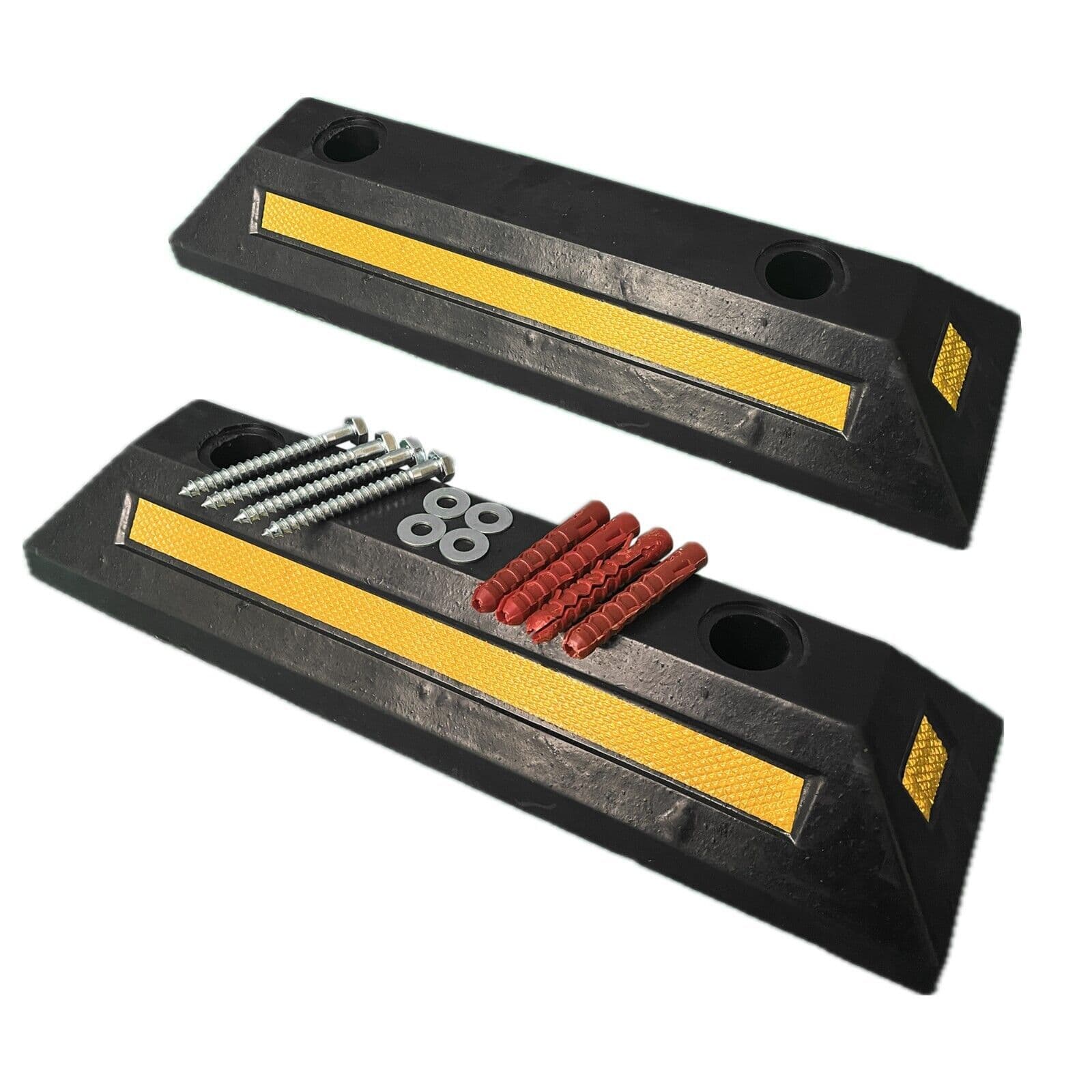 2 x Wheel Stopper Heavy Duty Garage Parking Stop Assist Block Car Truck ...