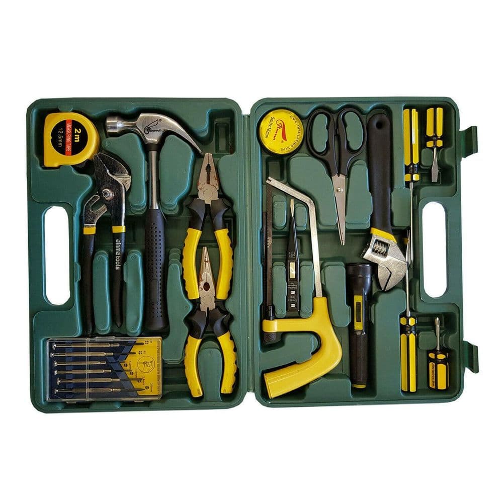 22 pcs TOOL SET KIT hammer scissors wrench hack saw tape screwdriver