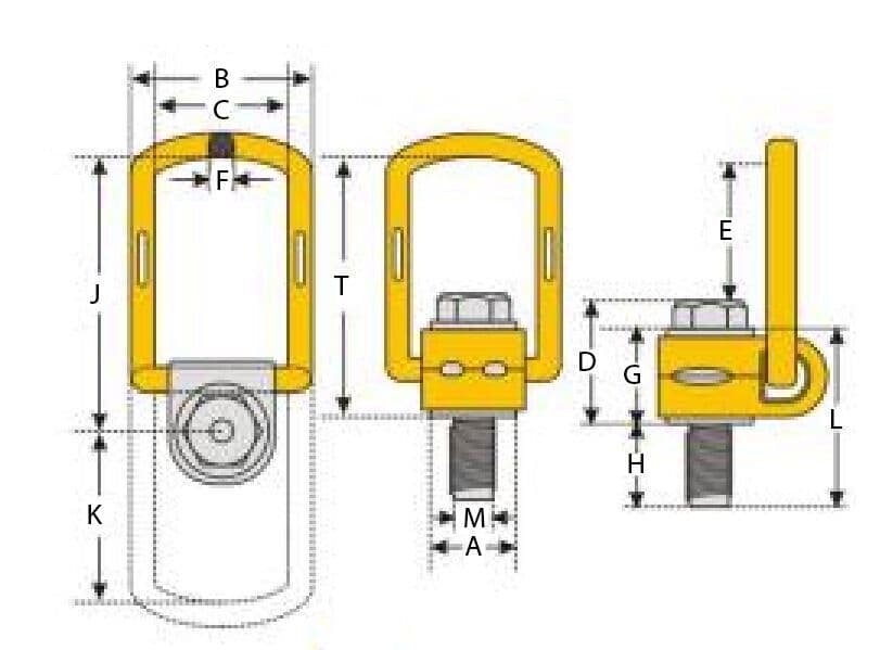 24mm GRADE 8 SWIVEL EYEBOLT LINK LIFTING with REMOVABLE THREAD 4T chain ...
