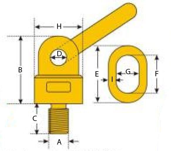 24mm SWIVEL EYEBOLT LIFTING POINT with LINK WLL 6 3T 0 WLL 3 15T 90 ...