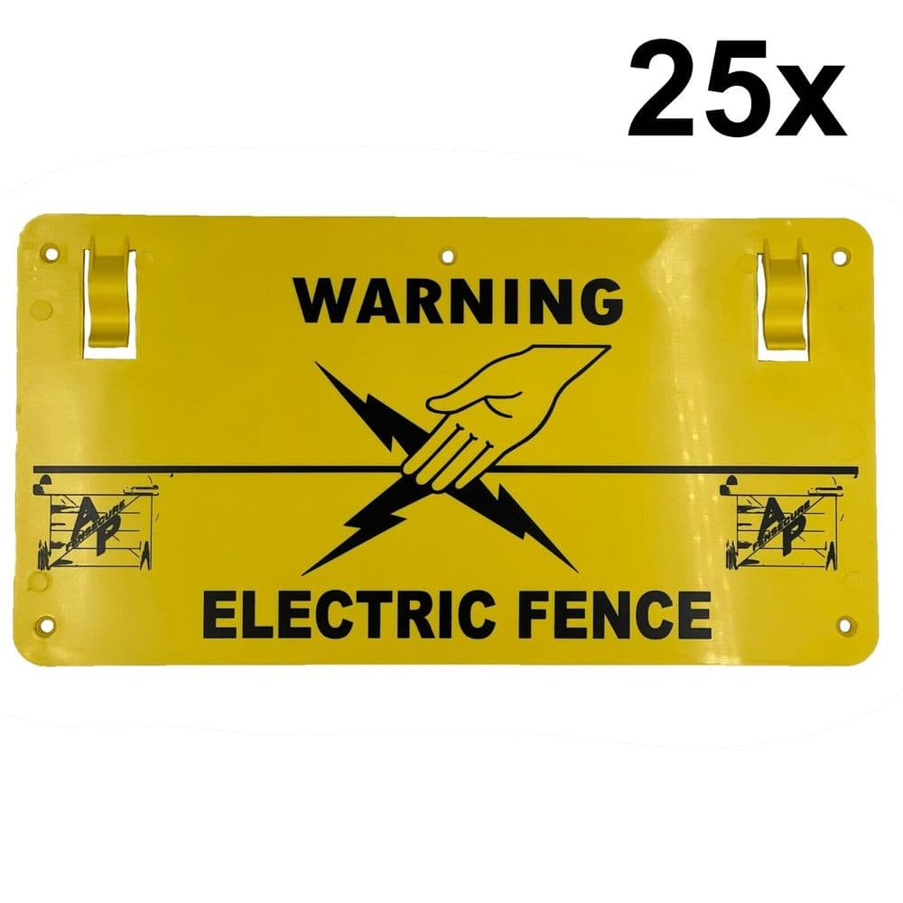 25 x Warning Electric Fence Sign Printed both sides equestrian farm ...