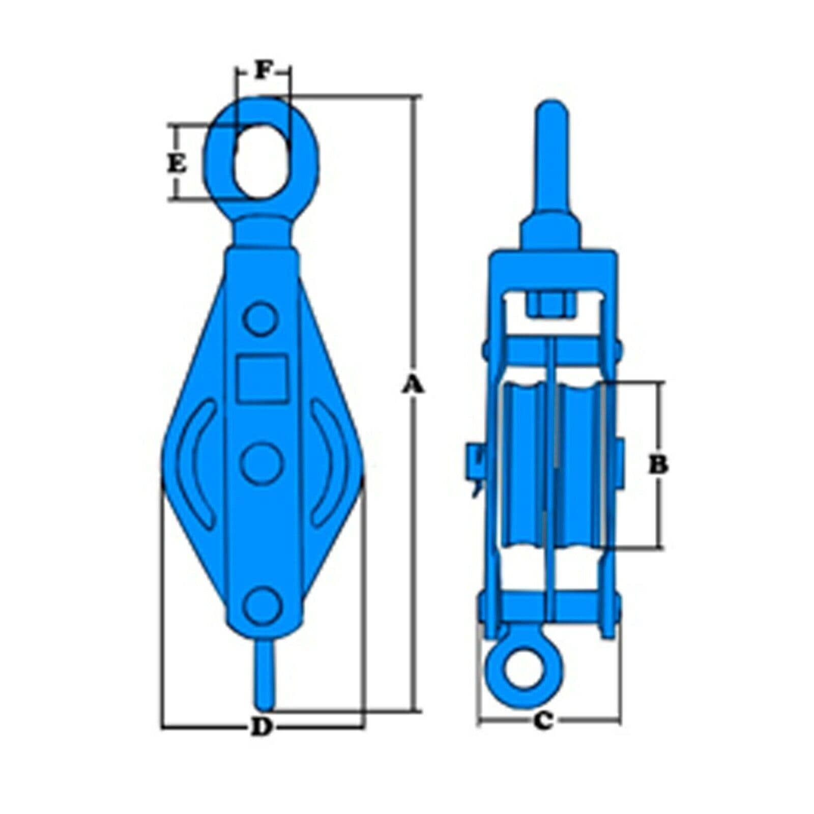 250mm SINGLE PULLEY BLOCK with S O E 22mm wire rope SWL 5 TON rigging ...