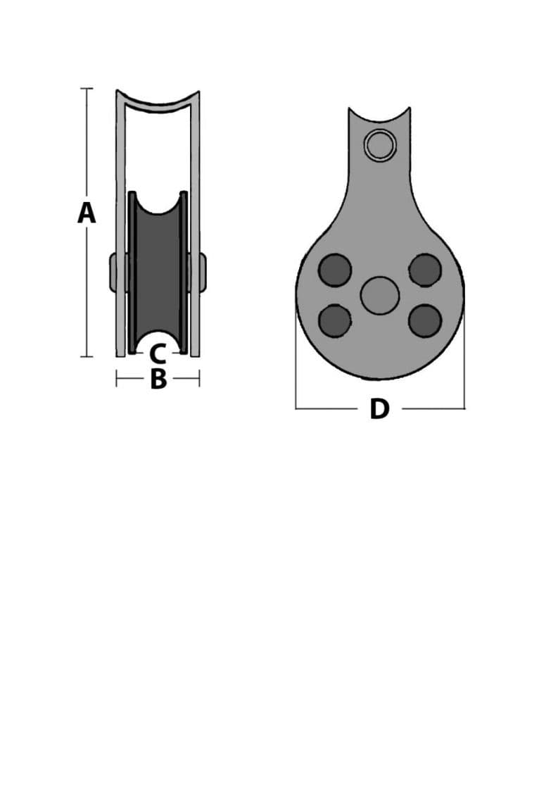 25mm STAINLESS STEEL MARINE PULLEY BLOCK with NYLON SHEAVE & PIN yacht deck
