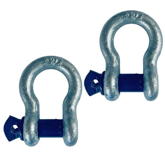2x Lifting Shackle WLL 2 Ton Galvanised Screw Pin Bow Shackle Tested