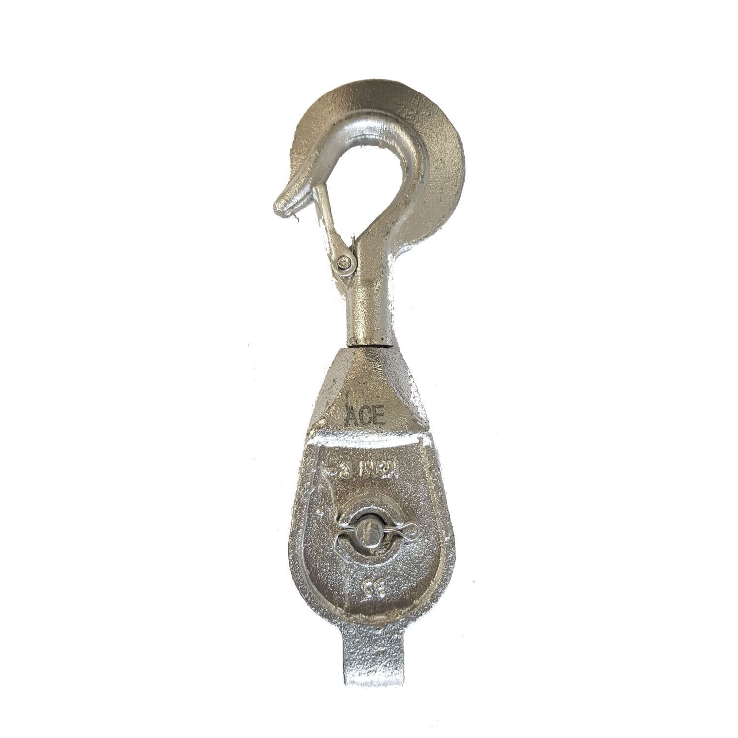 3" GALVANISED MALLEABLE IRON SINGLE SHEAVE PULLEY BLOCK with SWIVEL ...