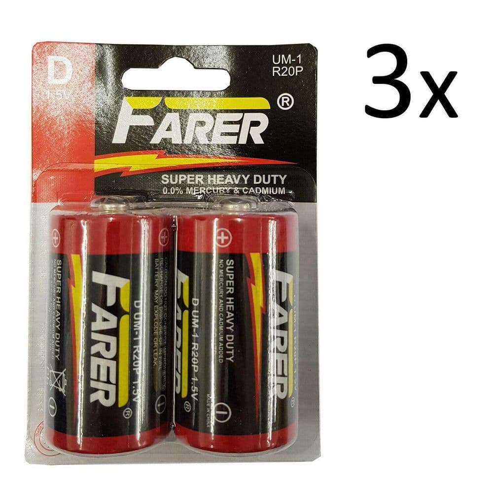 3 packs 6 batteries Type D 1 5V BATTERIES torch radio lamp battery