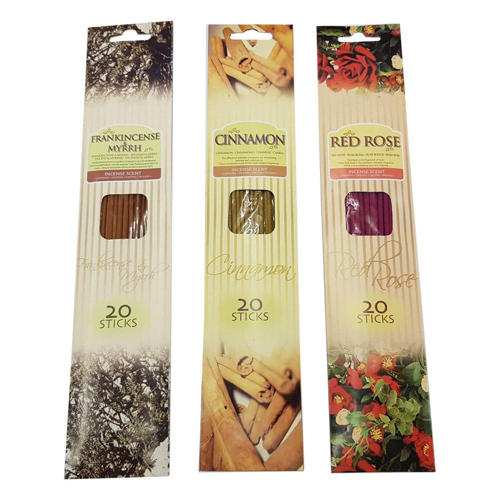 3 packs x 1 each RED ROSE CINNAMON FRANKINCENSE INCENSE STICKS 60 ...