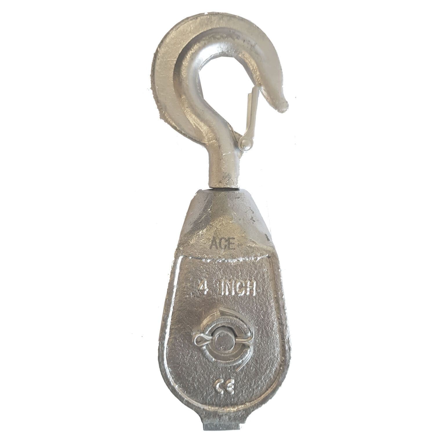 4" GALVANISED MALLEABLE IRON DOUBLE SHEAVE PULLEY BLOCK with SWIVEL ...