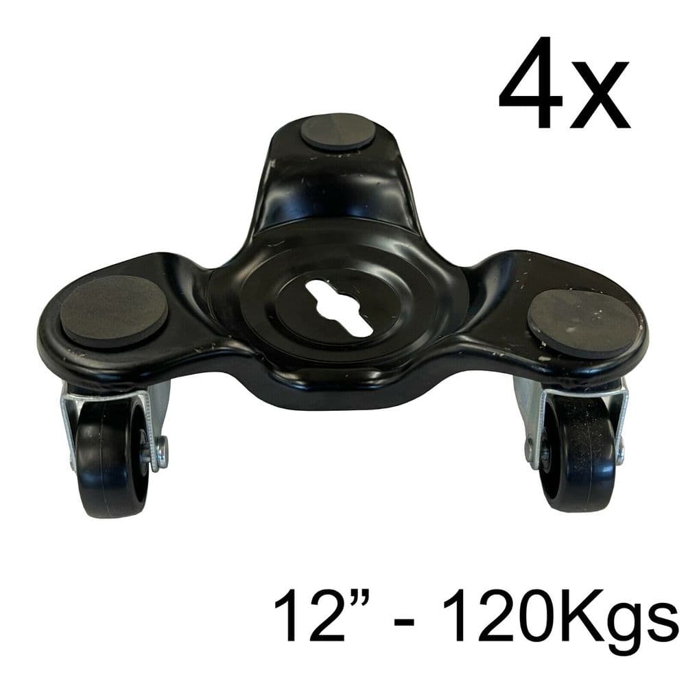 4 x 12" 3 WHEEL TRI DOLLY MOVER TROLLEY x 120kgs furniture caddy pot fridge