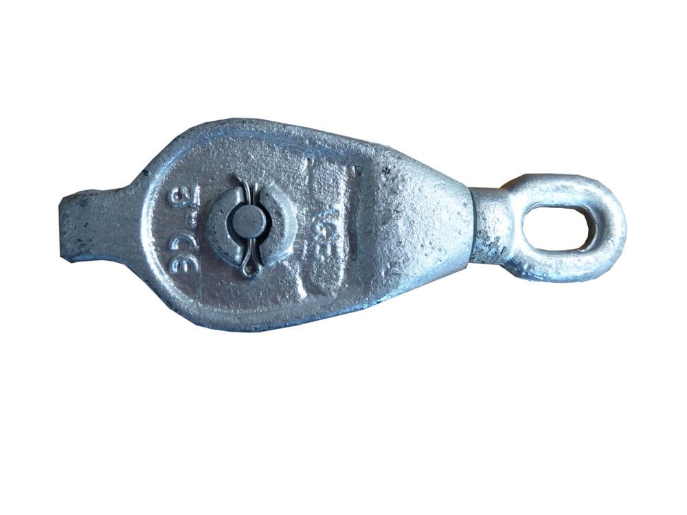 4 x 1T TREBLE GALVANISED IRON BLOCKS WITH SWIVEL OVAL EYE marine boat ...